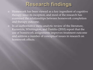 Lecture 9 homework in cbt | PPTX