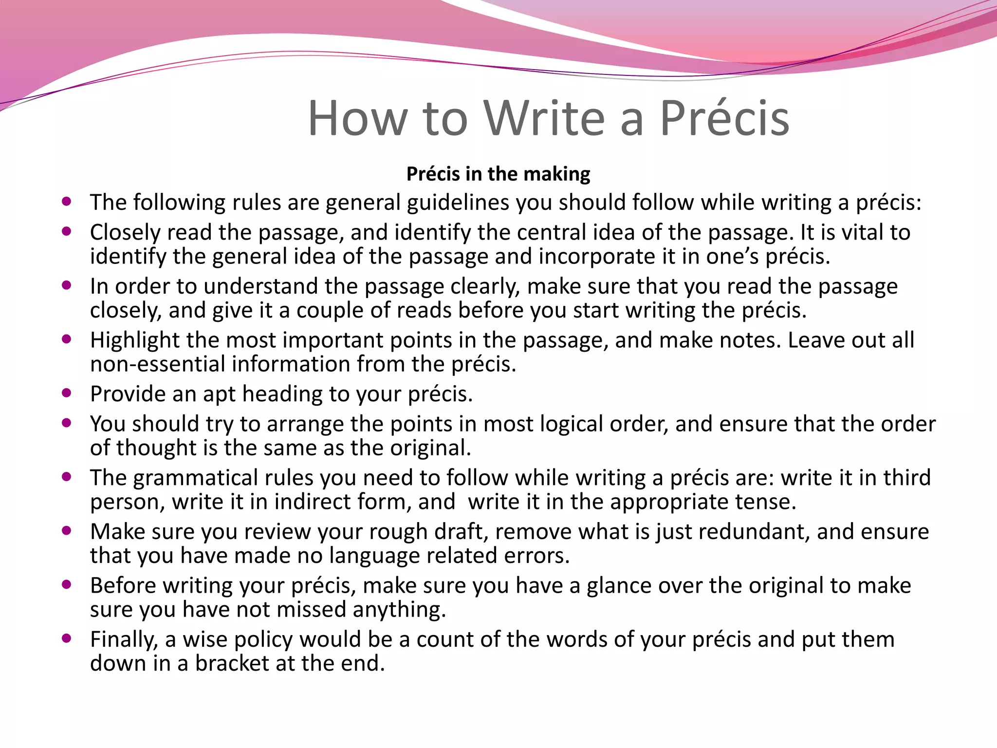 Lecture 9 How to Write a Precis - 2.ppt