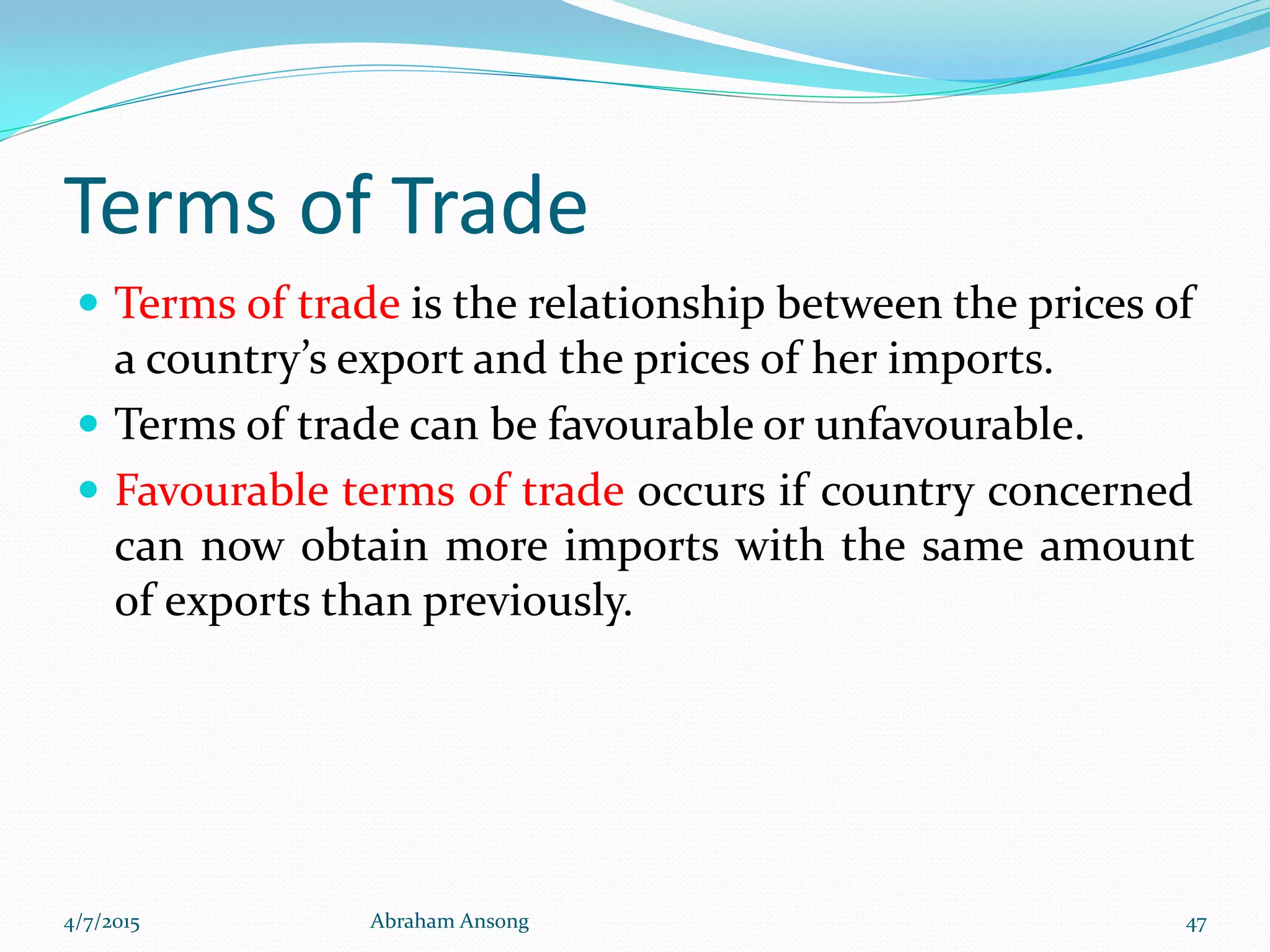 Lecture 9; international trade | PDF