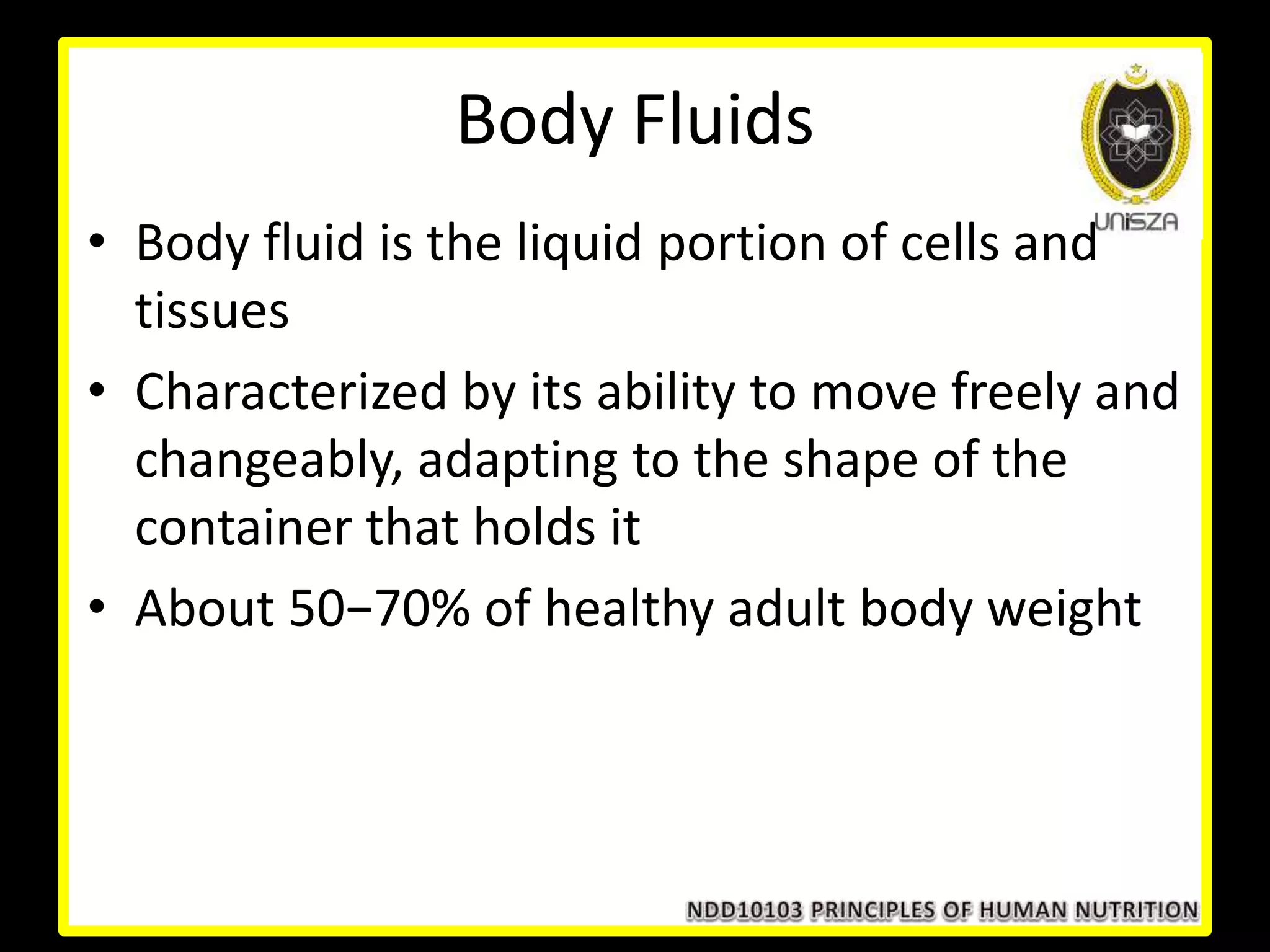 Lecture 9 nutrients involved in fluid and electrolyte balance | PPTX