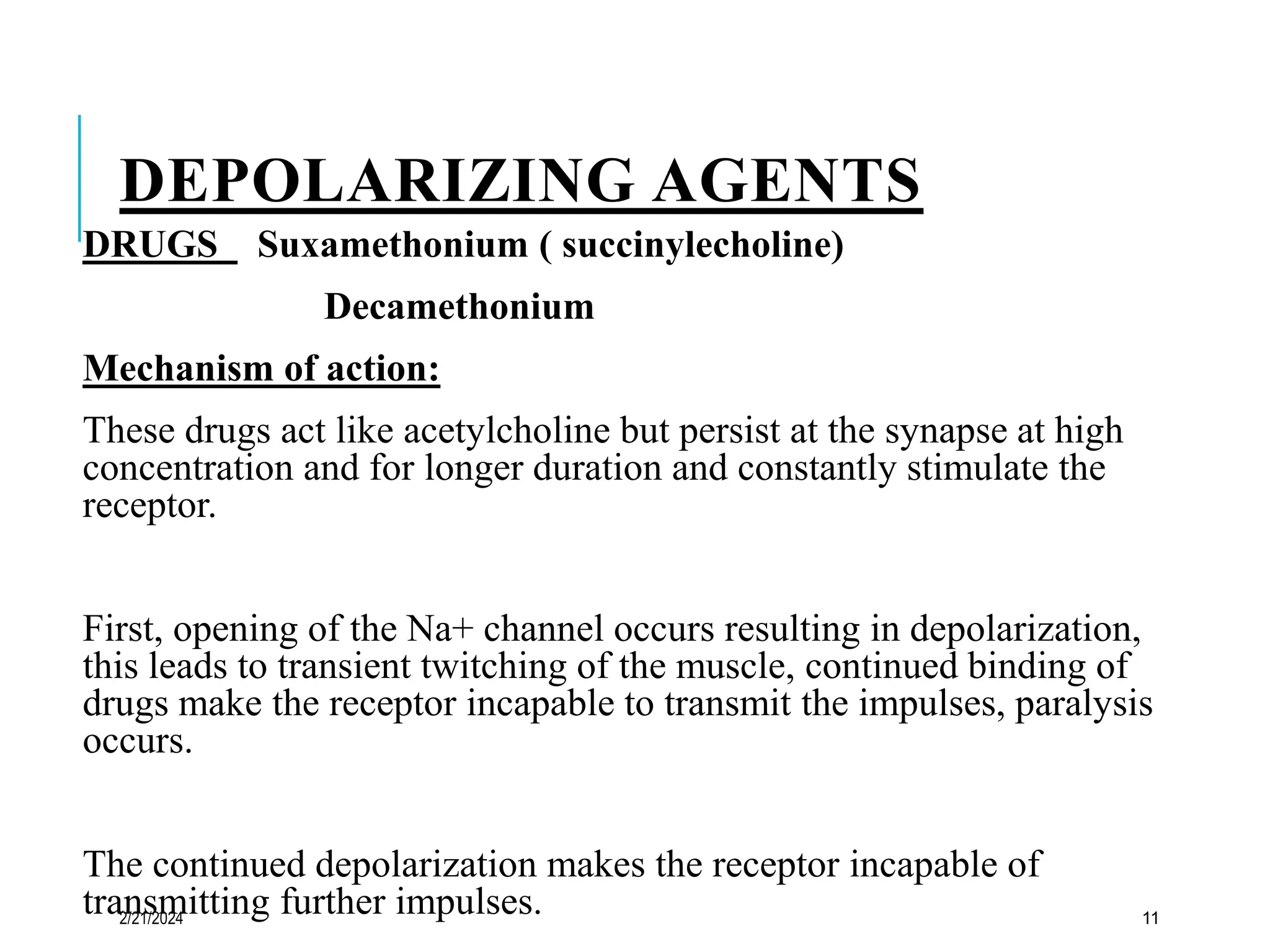 Smr-Skeletal Muscle Relaxants MOA, PK,PD,ADR | PPT