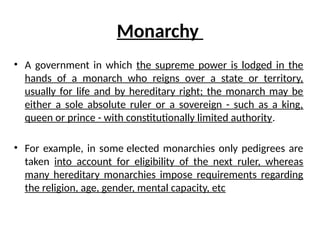 Lecture 9 Types of Governments.pptx presentation | PPTX