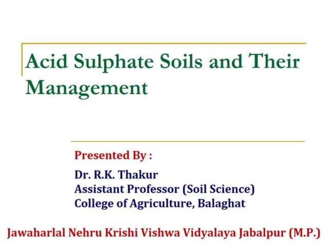 Acid Sulphate Soils | PPTX