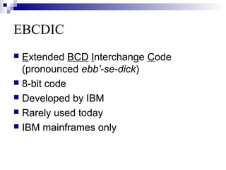 Lecture ascii and ebcdic codes | PPT