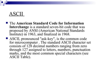 Lecture ascii and ebcdic codes | PPT