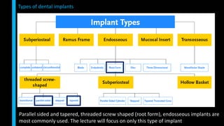 Lecture BDS IV Implant Dentistry | PPTX | Dental Health | Diseases and ...