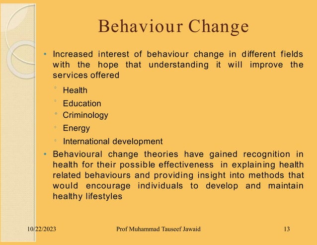 LECTURE BEHAVIOUR CHANGE INTERVENTION GMC.pptx | Medical Health