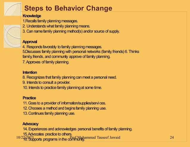 LECTURE BEHAVIOUR CHANGE INTERVENTION GMC.pptx | Medical Health
