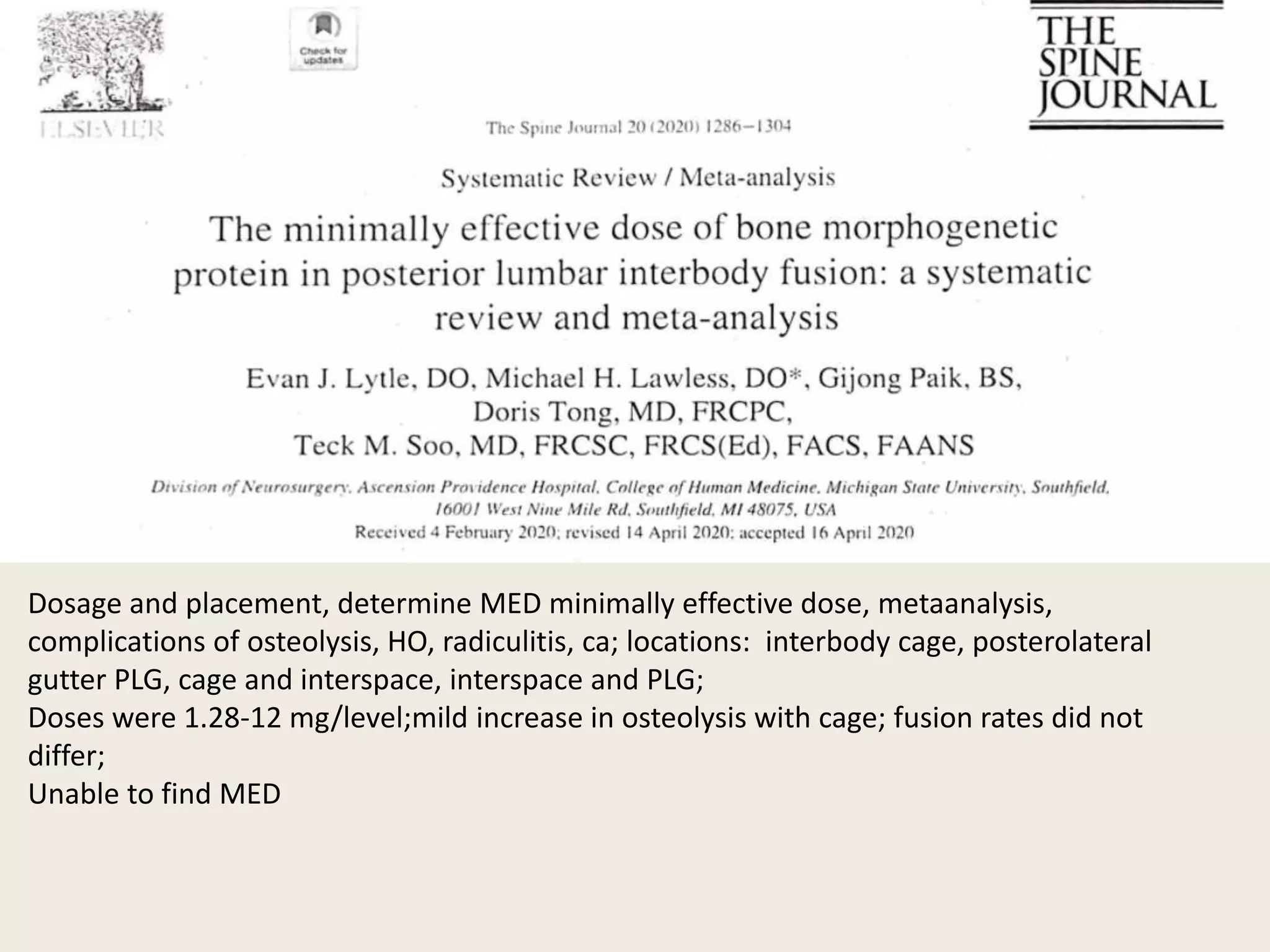 BMP bone morphogenic protein in spinal surgery | PPT