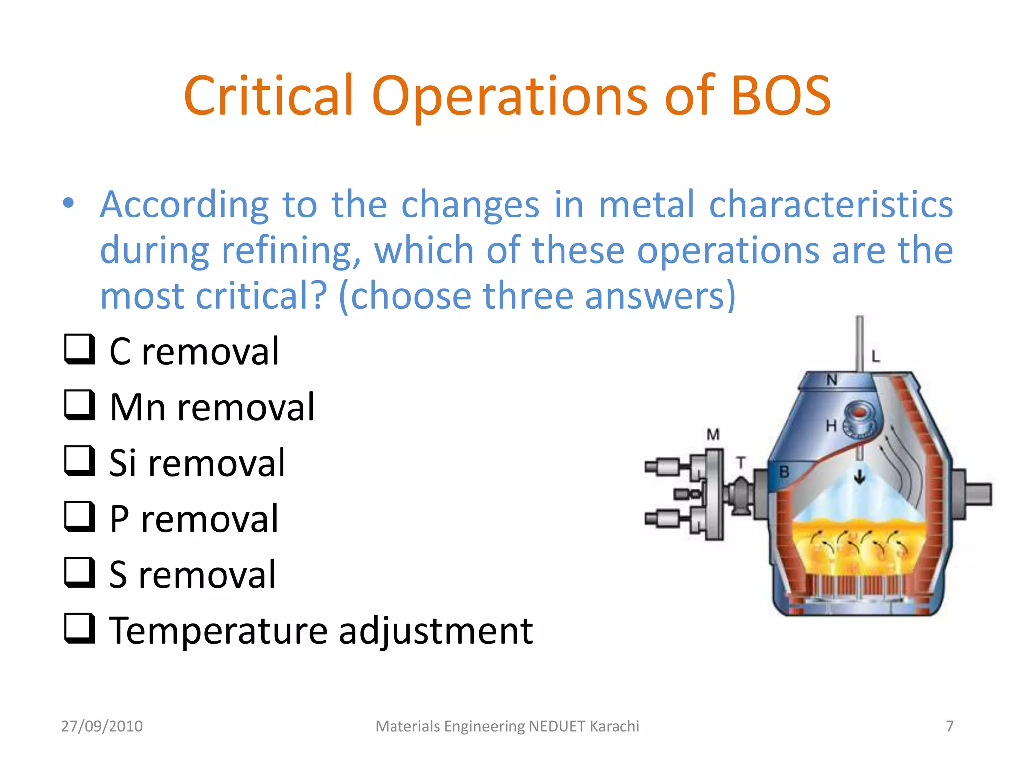Steel MAking: Lecture BOS and EAF | PPTX