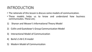 LECTURE BY ANNIE ON COMMUNICATION MODELS PART II.pptx