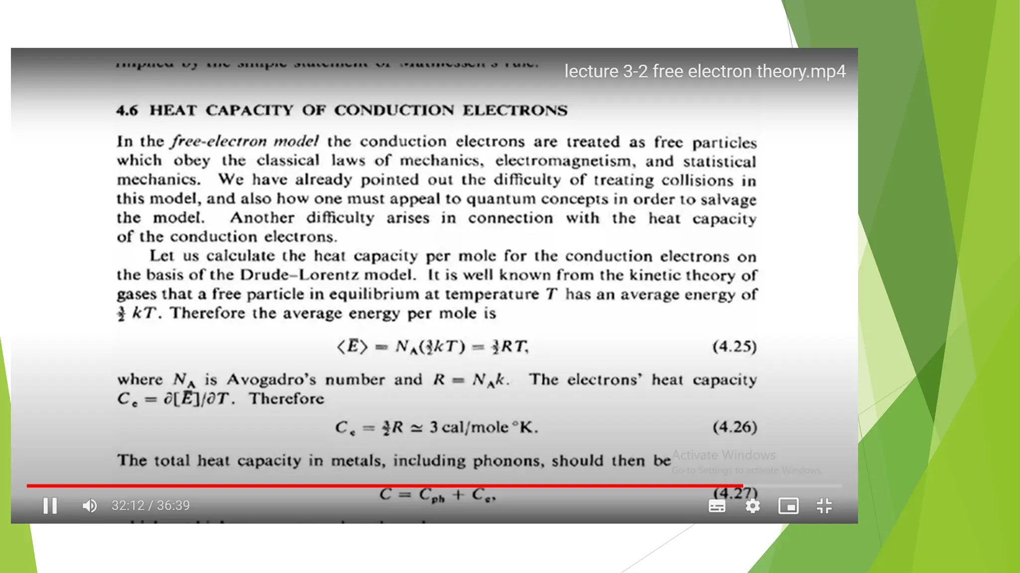 Lecture Classical And Quantum Free Electron Theory Fermi Gas 23 24 Pdf Chemistry Science