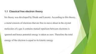 lecture classical and Quantum Free electron theory (FERMI GAS) (23-24 ...