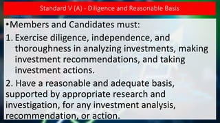 Lecture E - Standard V Investment Analysis, Recommendations, and ...