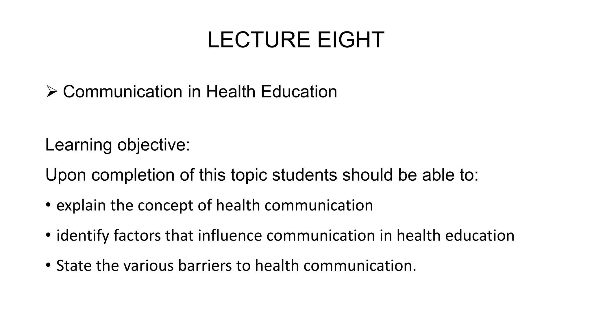 Communication in Health Education | PDF