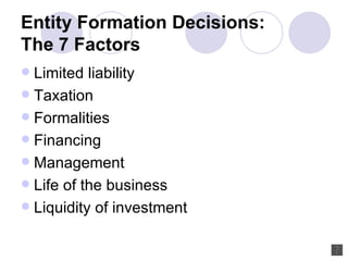 Lecture Entity Formation Part2 | PPT | Business Accounting & Finance ...