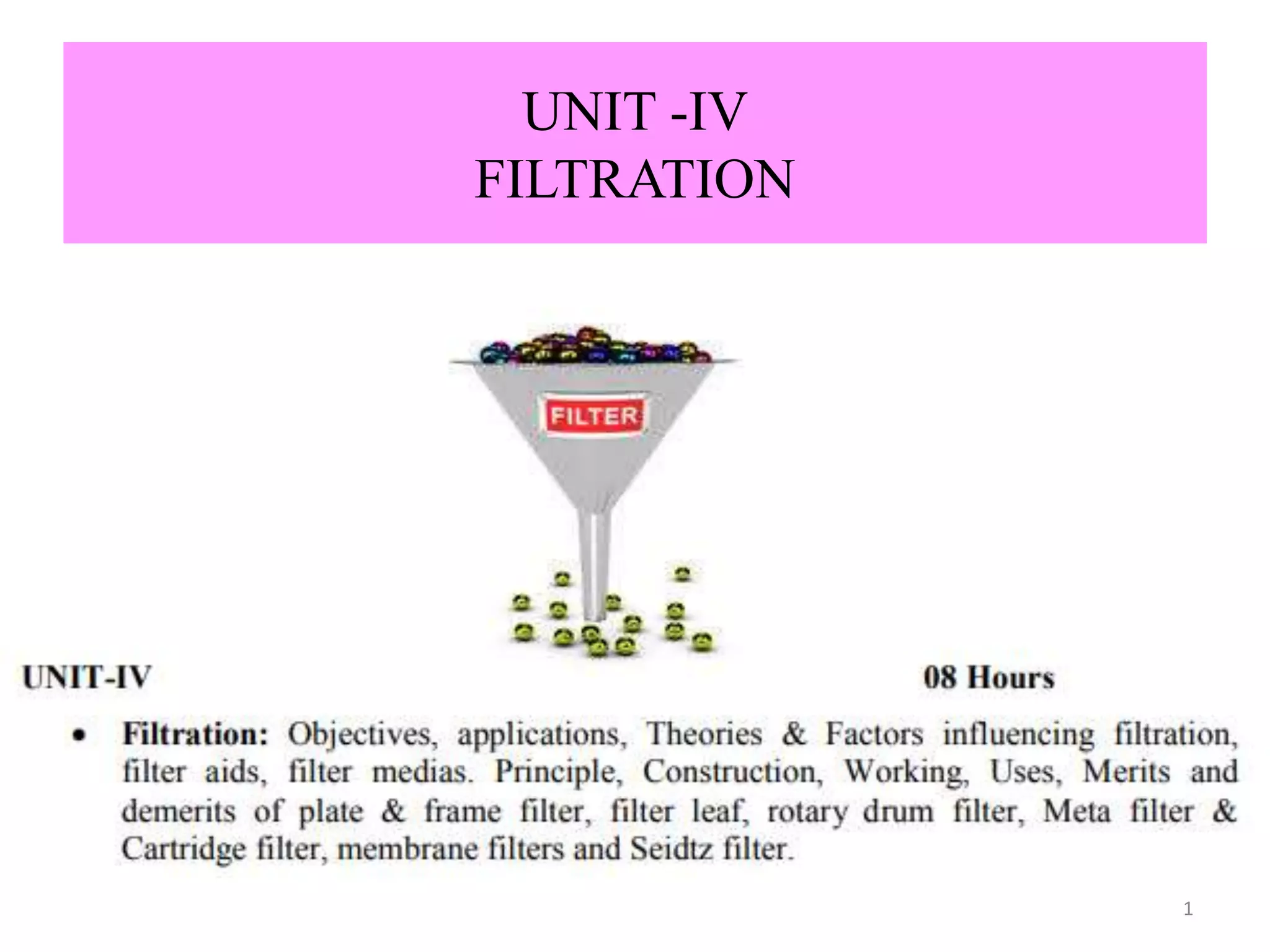 UNIT 4 - FILTRATION | PPTX