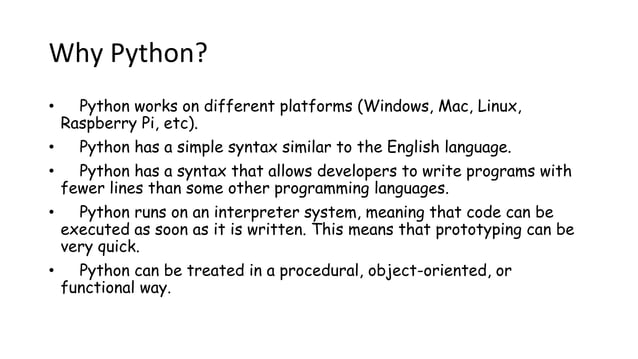 Lecture Introduction to Python 2024.pptx | Programming Languages | Computing