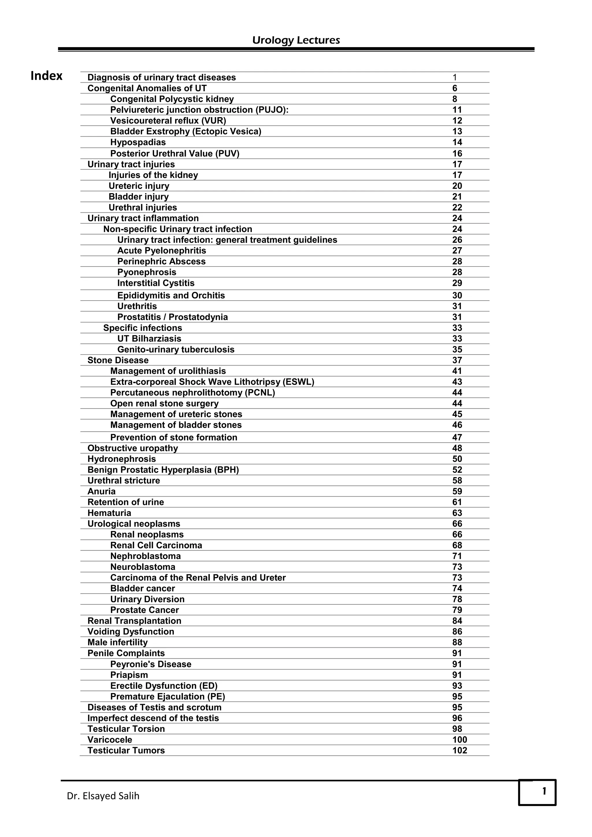 Lectures in urology for undergraduate medical students | PDF