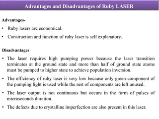 Lecture I Solid State Laser Ruby Laser | PPTX