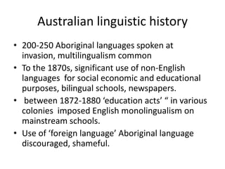 Lecture language and multiculturalism in australia | PPTX