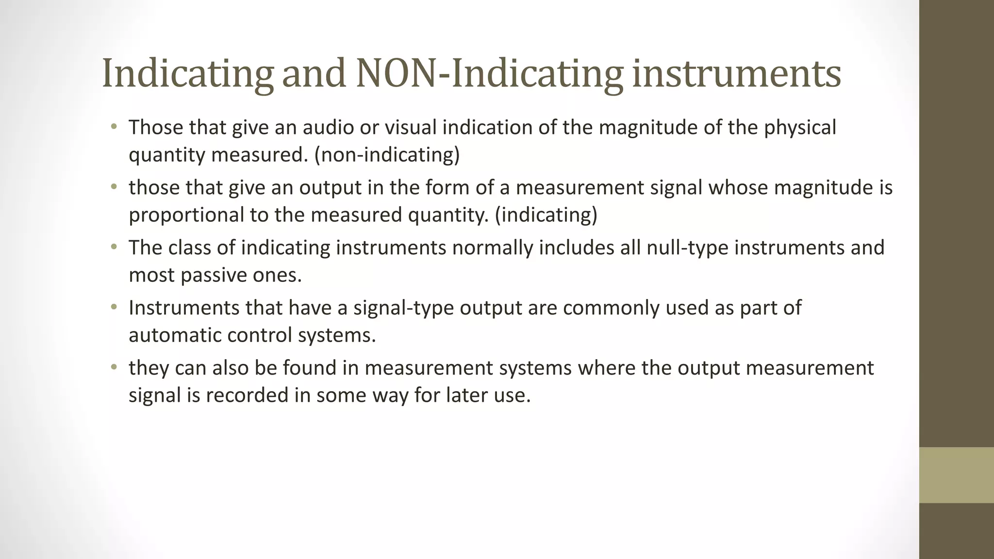 Instrumentation & Measurement: Types and Static Characteristics of Instruments | PPTX
