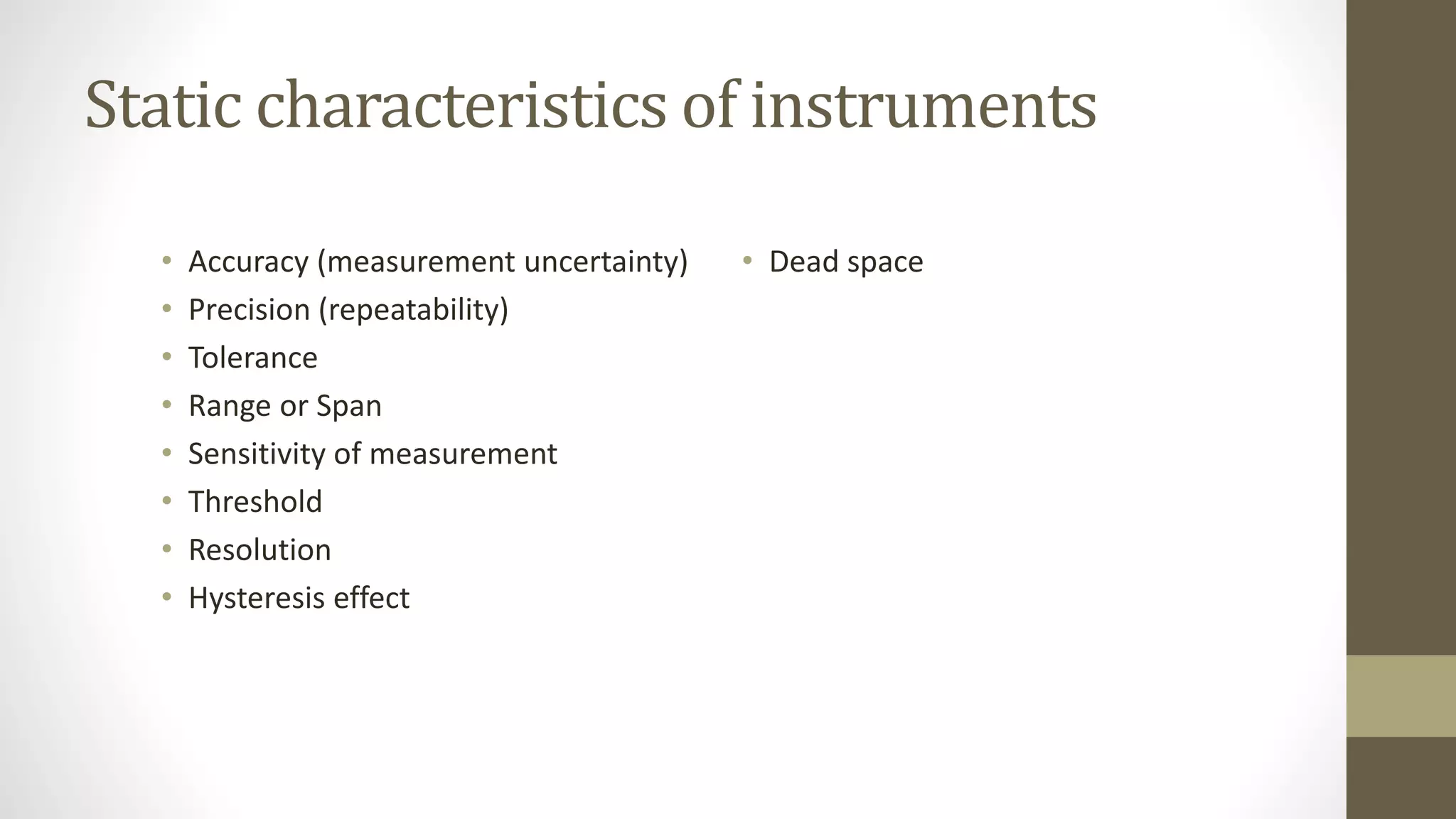 Instrumentation & Measurement: Types and Static Characteristics of Instruments | PPTX