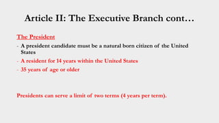 Lecture Lesson: Legislative and Executive Branch | PPTX