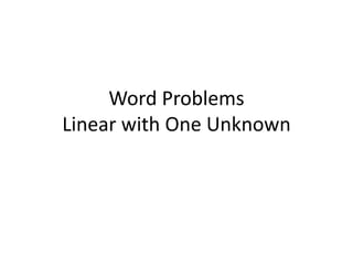 Lecture linear word problems additional | PPTX