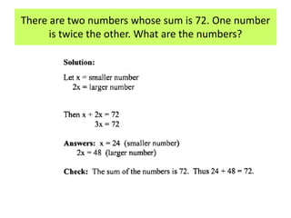 Lecture linear word problems additional | PPTX