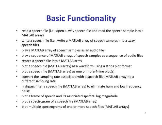 Lecture matlab speech_2013 | PDF