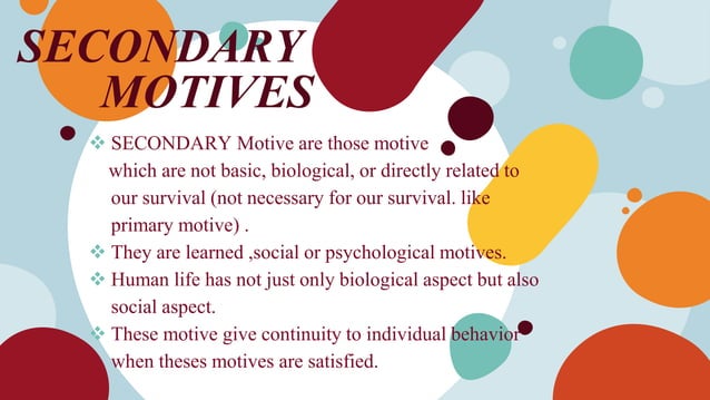 Lecture Motives (Secondary Motives).pptx | Mental Health | Diseases and ...