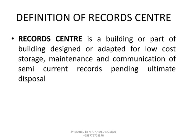 Records Centre Management | PPT
