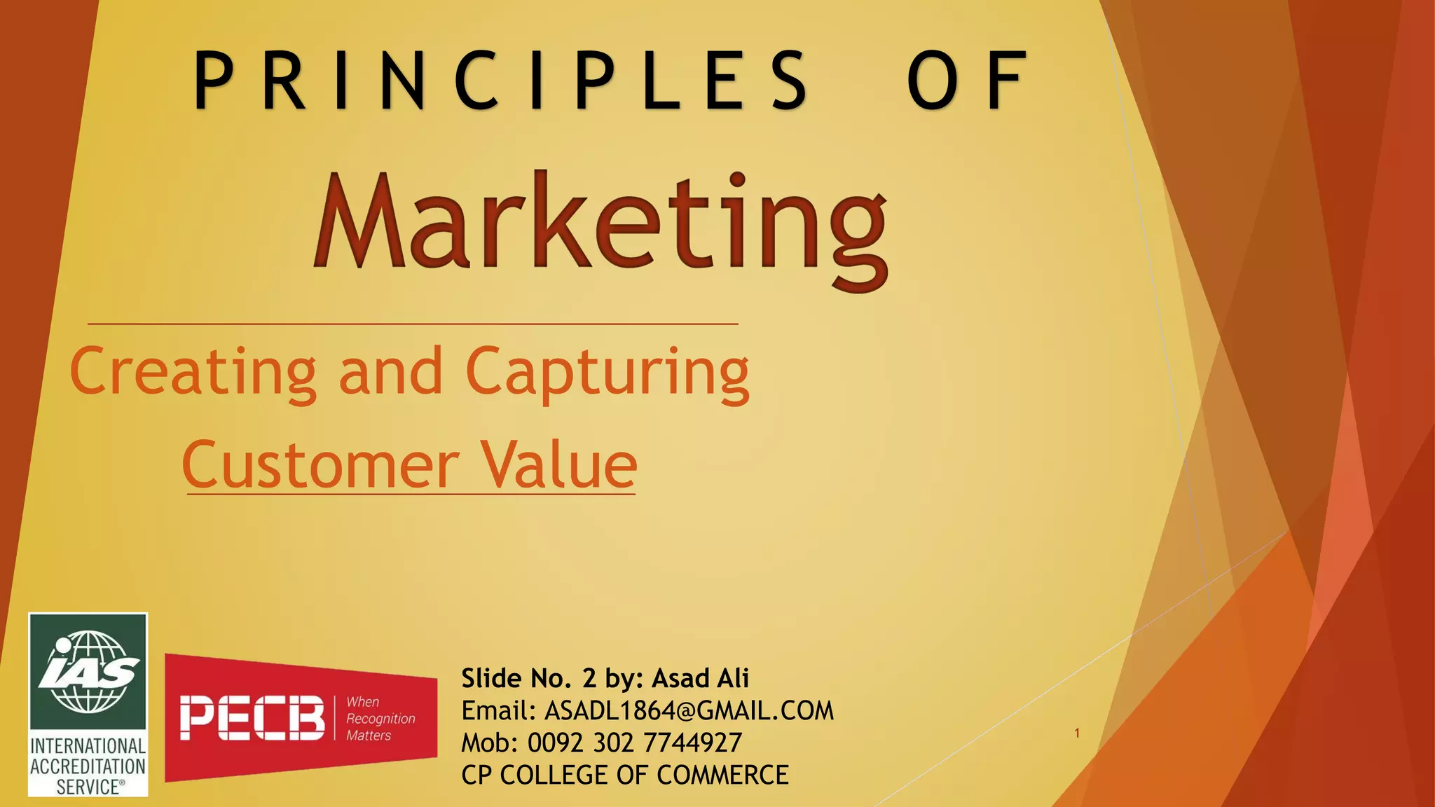 Lecture no.2 creating & capturing customers value | PPT