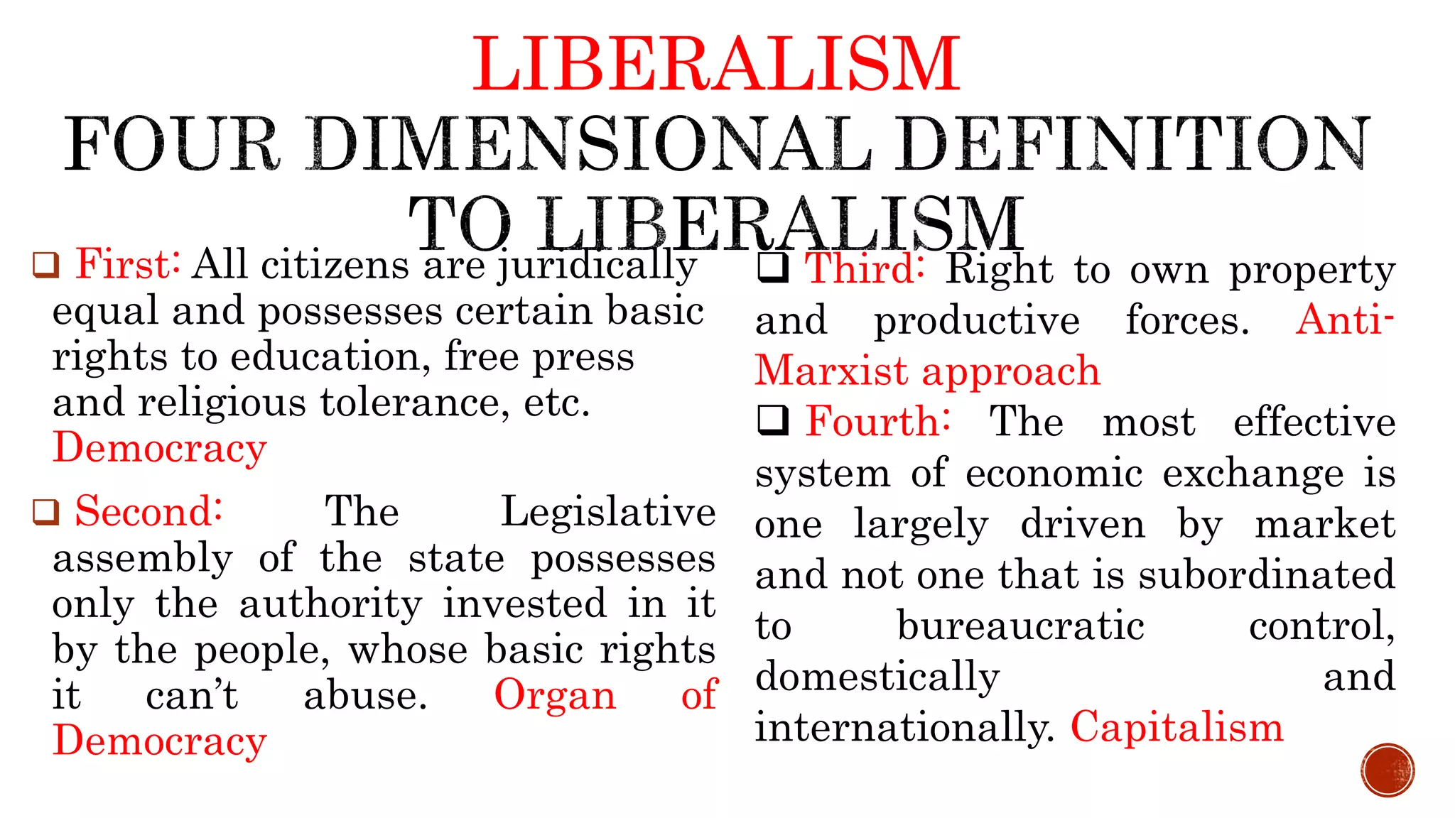 Lecture no. 8 liberalism | PPTX | Civic affairs | Politics