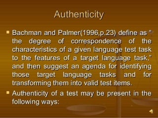 Authenticity and Objectivity of a Test | PPTX