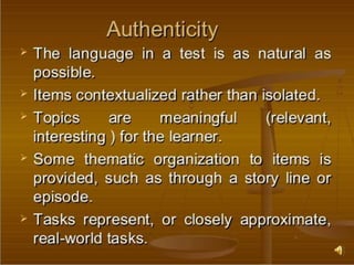 Authenticity and Objectivity of a Test | PPT