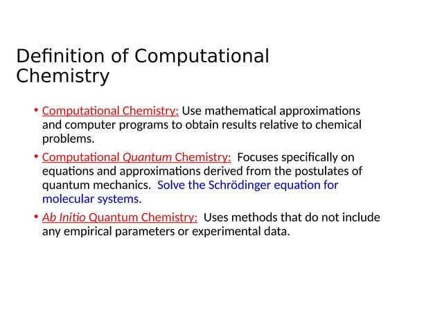 Lecture No 2 Computational Chemistry Tools Application Of