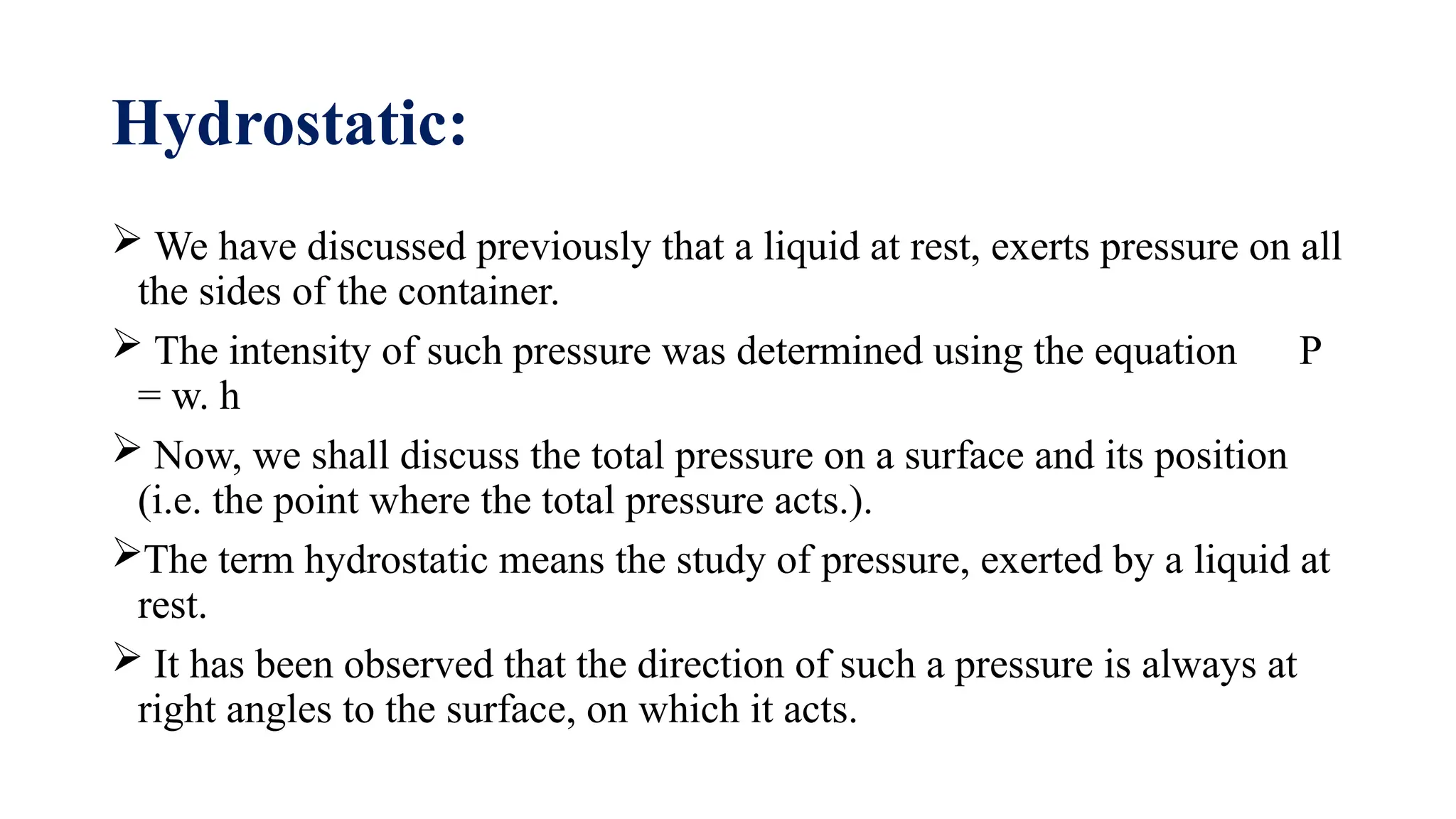 Lecture No. 9-11 Hydrostatic pressure & Buoyancy & flotation.pptx