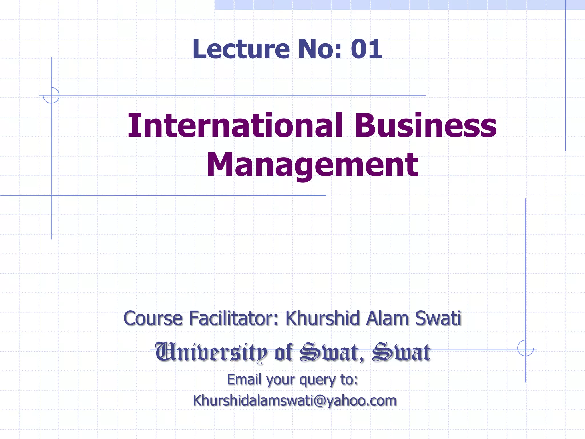 International Business Management - Lecture No 01 | PDF