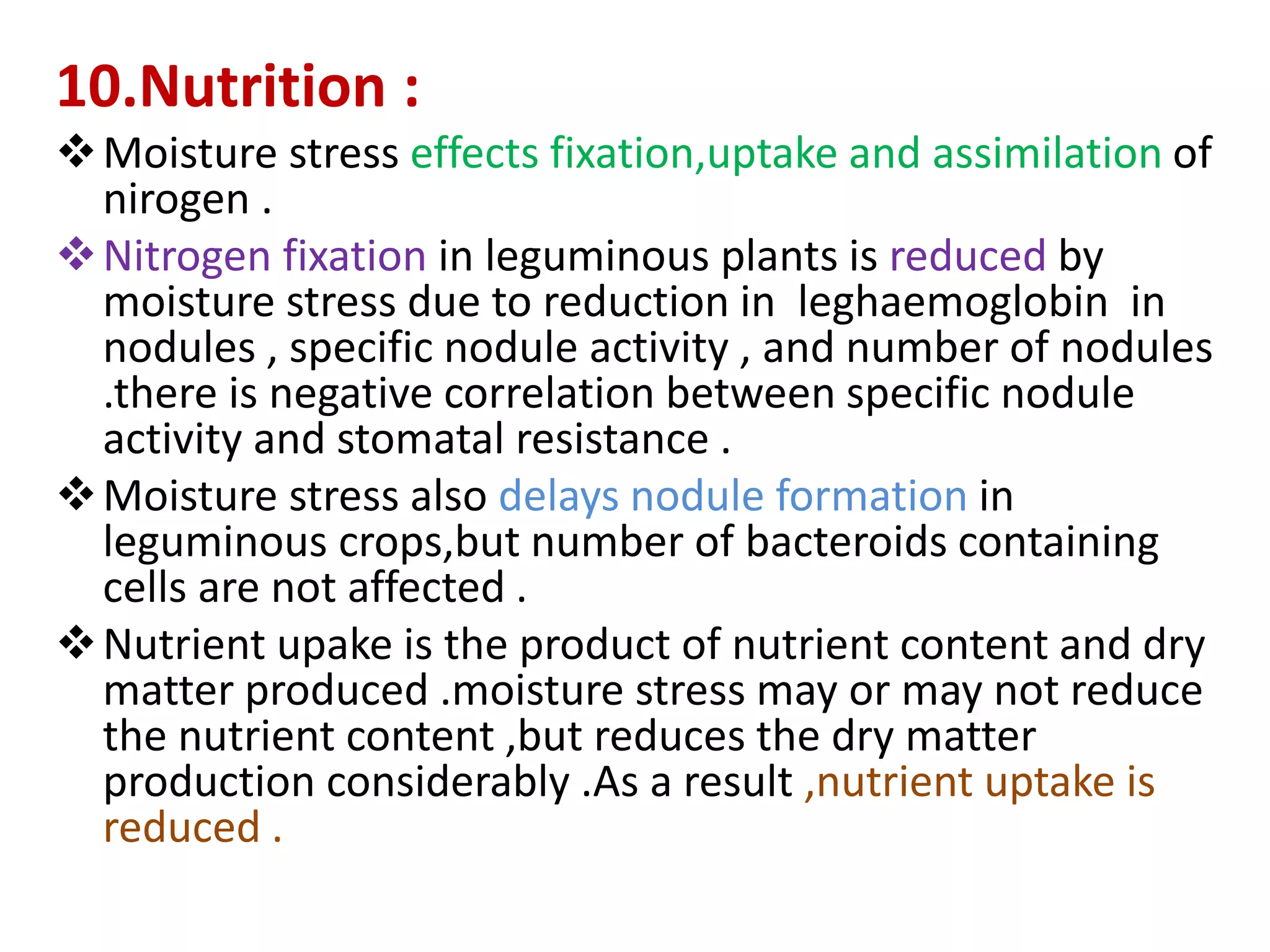EFFECT OF MOISTURE STRESS ON PLANT GROWTH AND DEVELOPMENT | PPTX