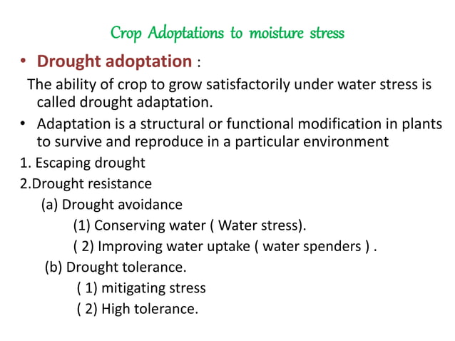 EFFECT OF MOISTURE STRESS ON PLANT GROWTH AND DEVELOPMENT | PPTX