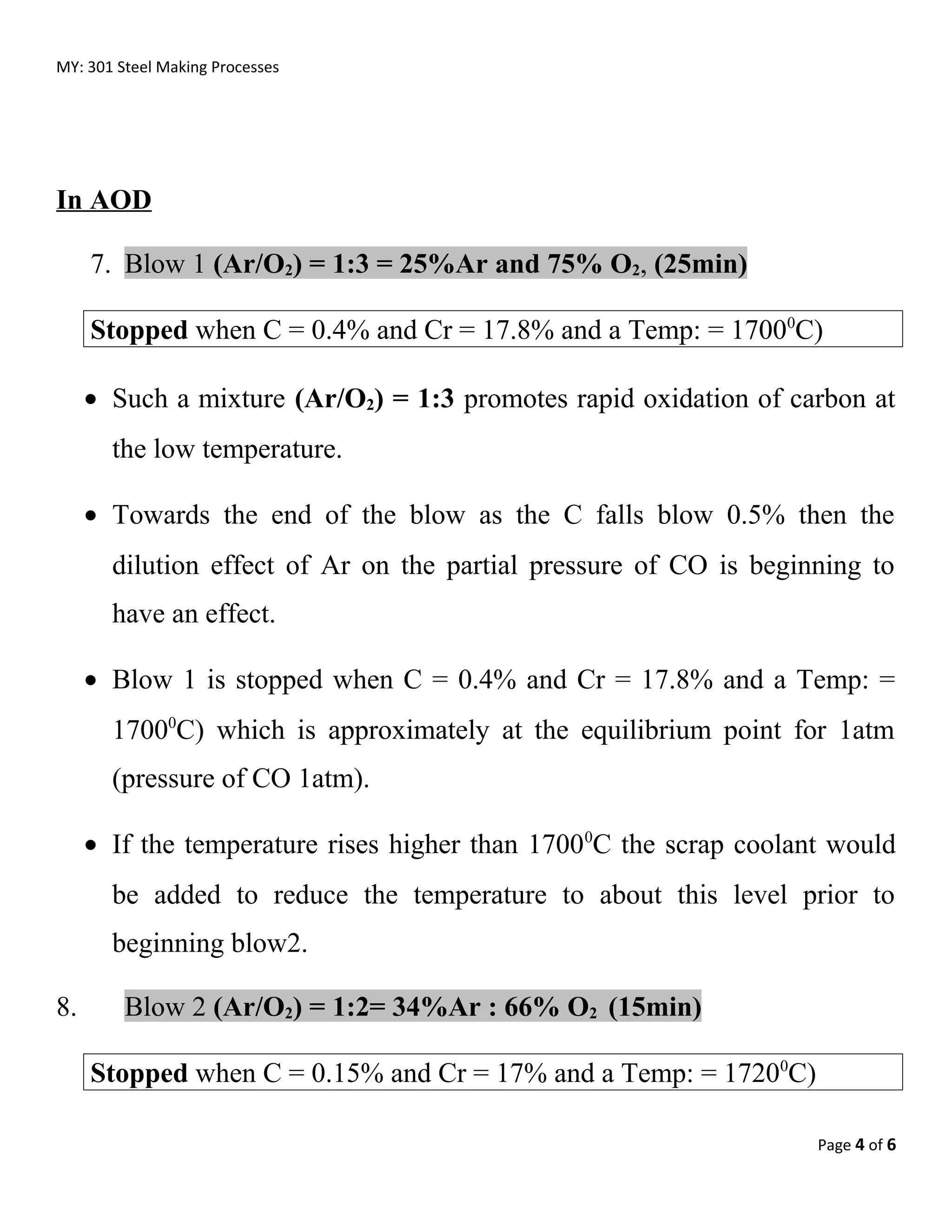 Steel Making: Lecture AOD | DOC