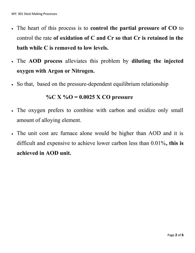 Steel Making: Lecture AOD | DOC