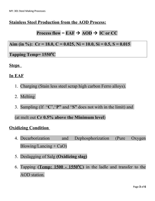 Steel Making: Lecture AOD | DOC