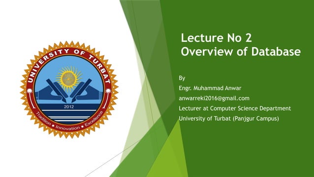 Lecture No 1b Overview of Database intro | PPTX