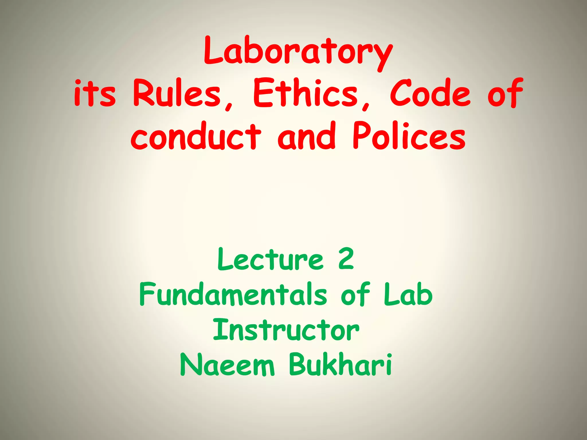 Laboratory ethics | PPTX