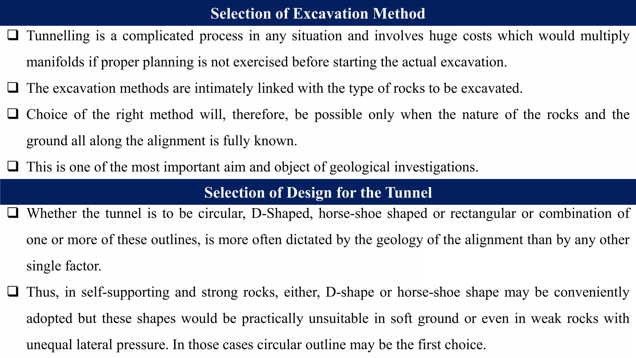 Importance of geological considerations while choosing tunnel sites and ...