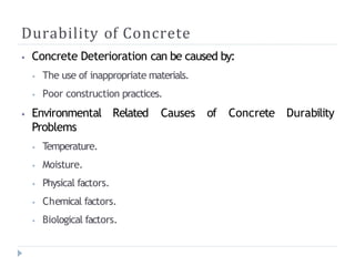 Durability of Concrete.pptx | Civil Engineering Industry | Industries