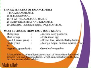 balanced diet and ,nutrition biochemistry,Lecture no 5 | PPTX